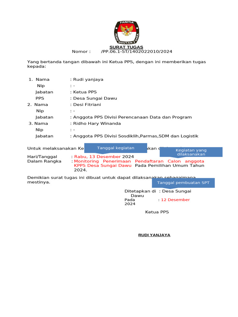 Bahan SPJ Perjalanan Dinas Didesa | PDF