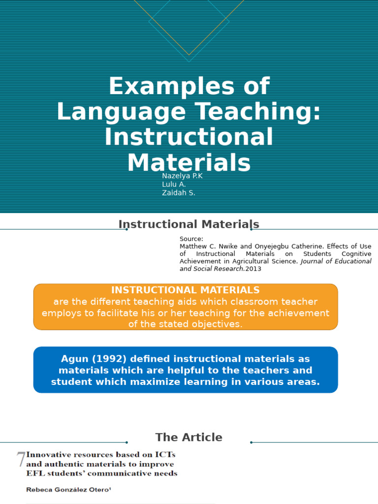 Examples of Language Teaching-Instructional Materials | PDF | Teachers ...