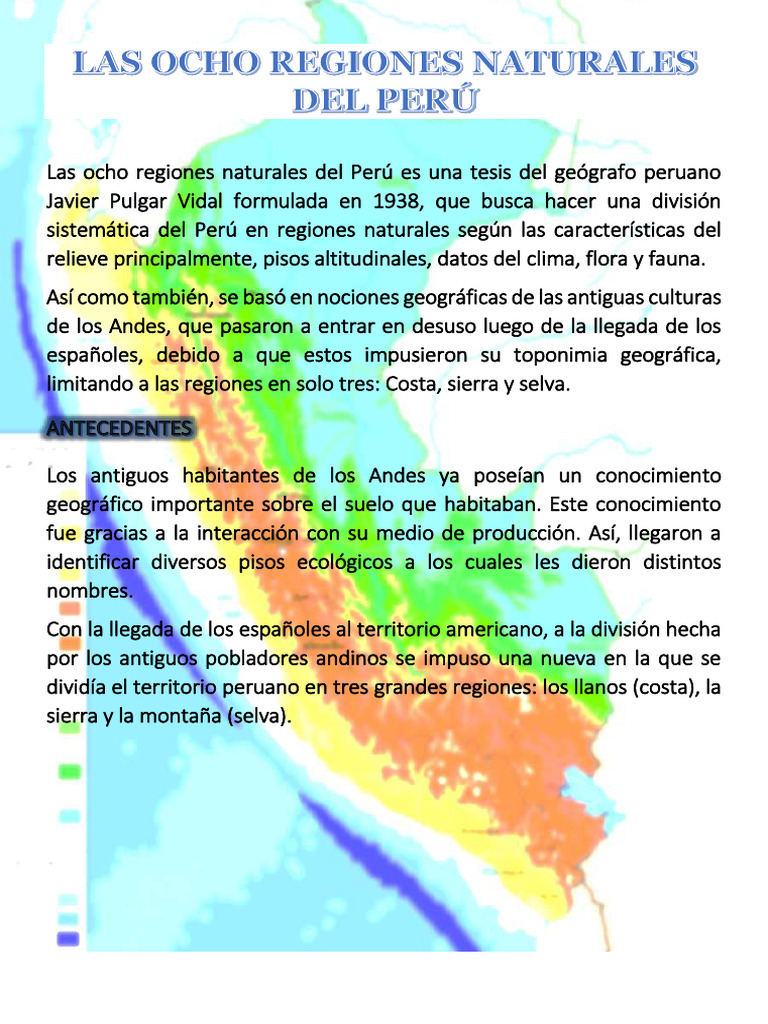Las Ocho Regiones Naturales Del Perú | PDF | Perú