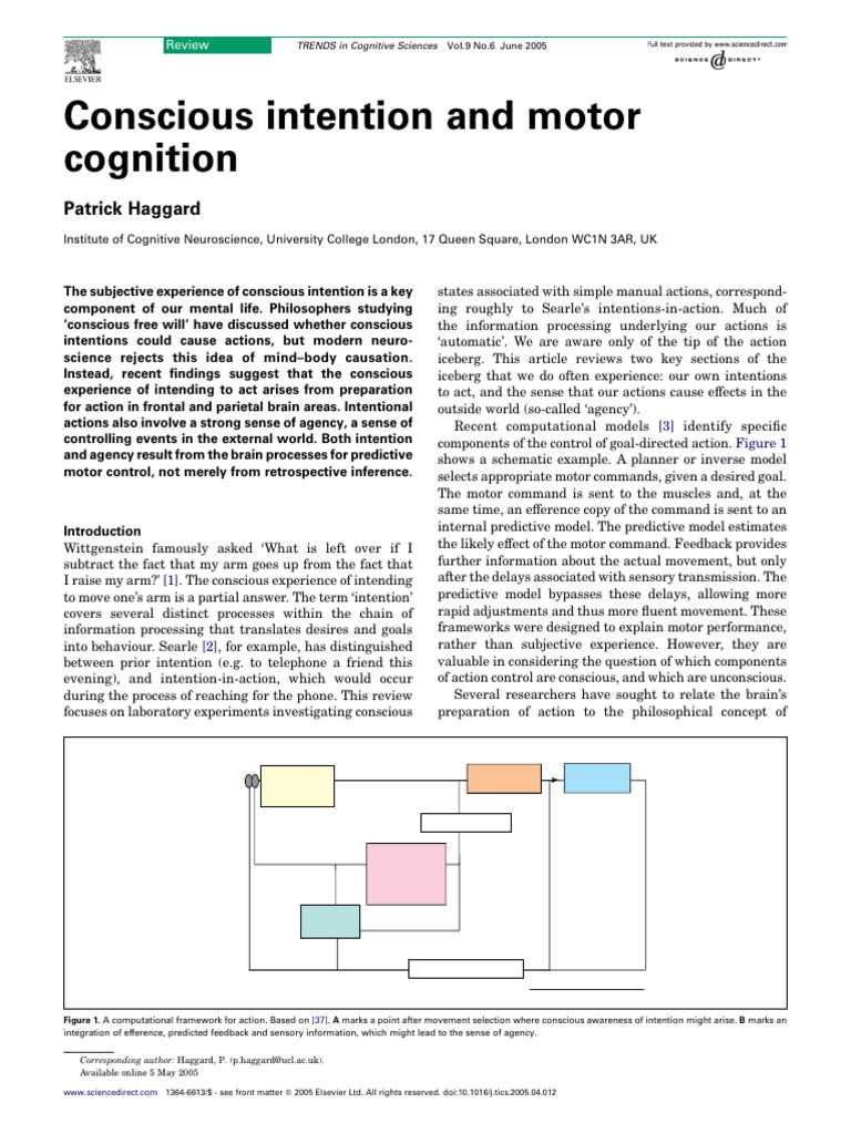 Haggard 2005 Conscious Intention | PDF | Intention | Consciousness