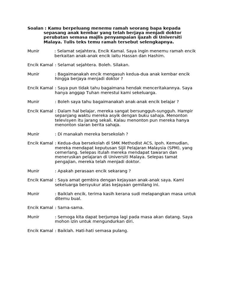 Contoh Karangan Dialog | PDF