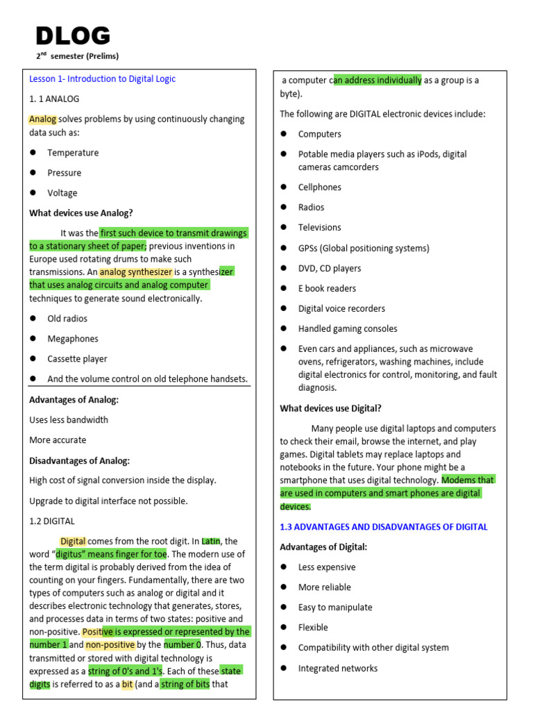 Dlog Reviewer Prelim | PDF | Integrated Circuit | Computer Data Storage