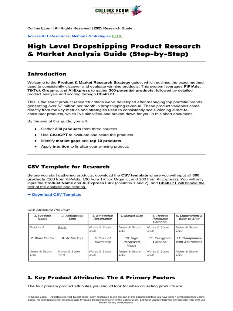 Collins Ecom - Product Research & Market Analysis Guide (Step-By-Step ...