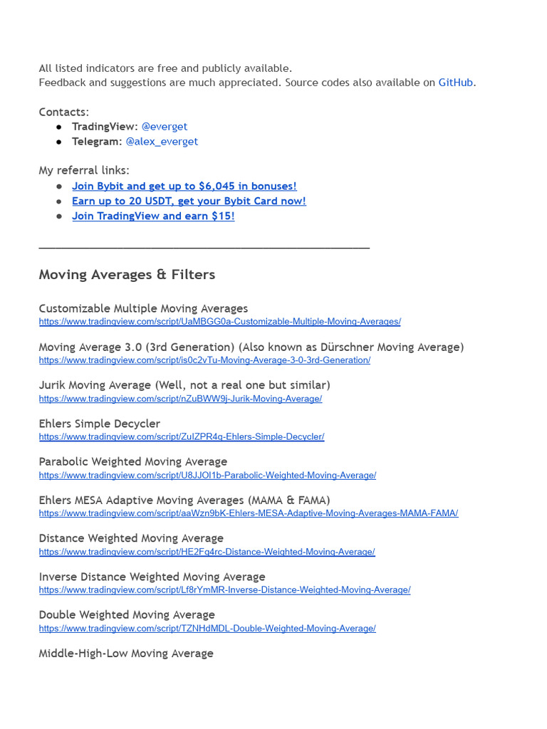 Free Pine Script Indicators | PDF | Moving Average
