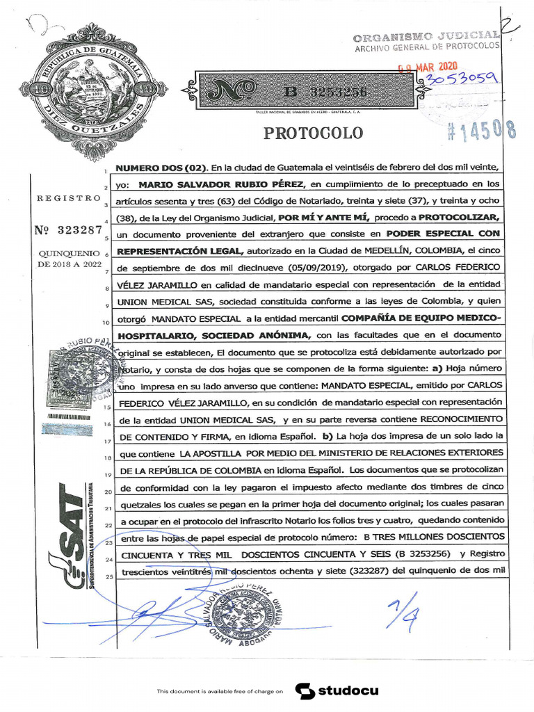 Minuta Protocolizacion de Documento Proveniente Del Extranjero | PDF