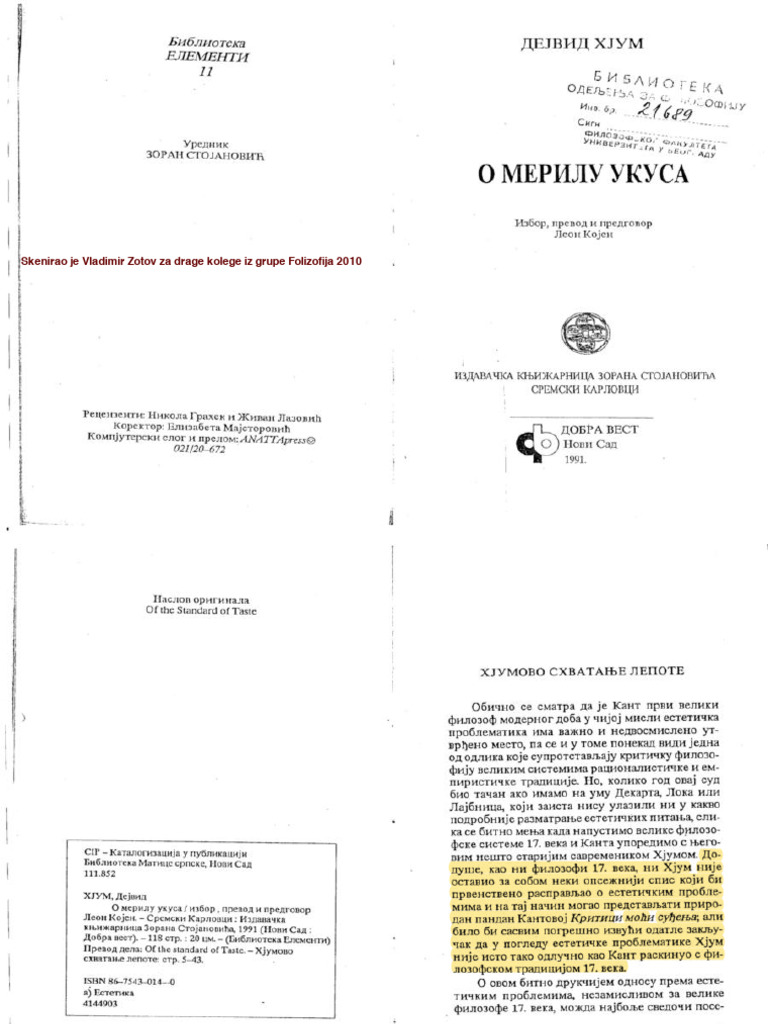 Hjum - O Merilu Ukusa | PDF