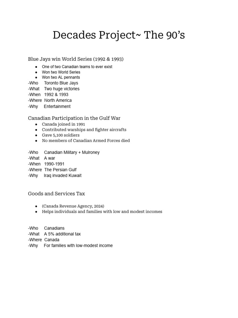 Decades Project The 90's | PDF | Taxation | Payments