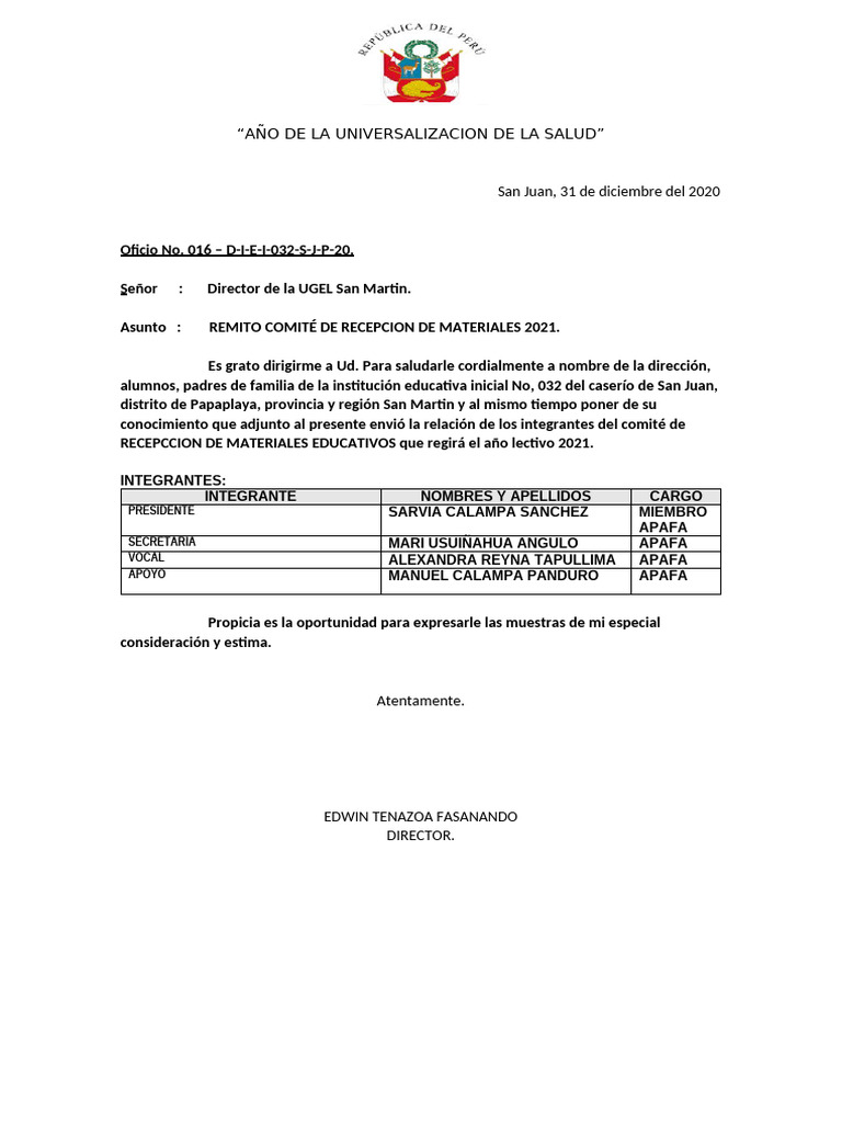 Comite Recepcion de Materiales Educativos 2021 | PDF | Gobierno