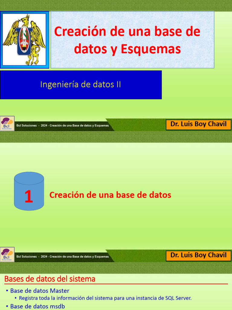 2-Creación de Una Base de Datos y Esquemas SQL | PDF | Bases de datos | Servidor SQL de Microsoft