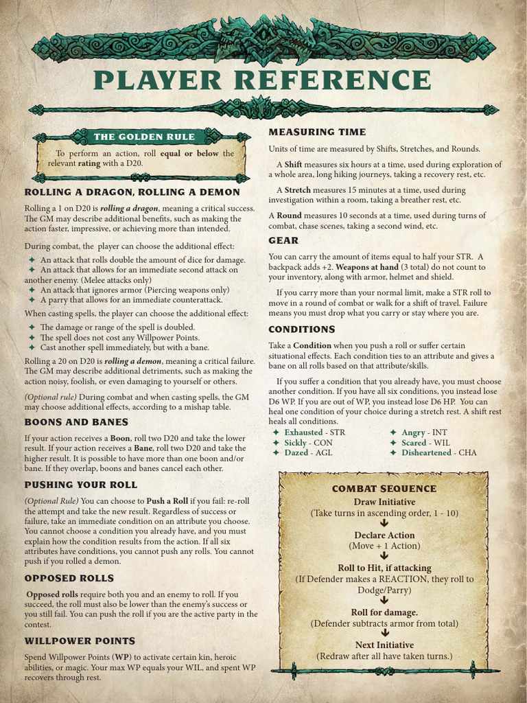 Dragonbane_Player_Reference (1)_241025_202248 | PDF | Dice