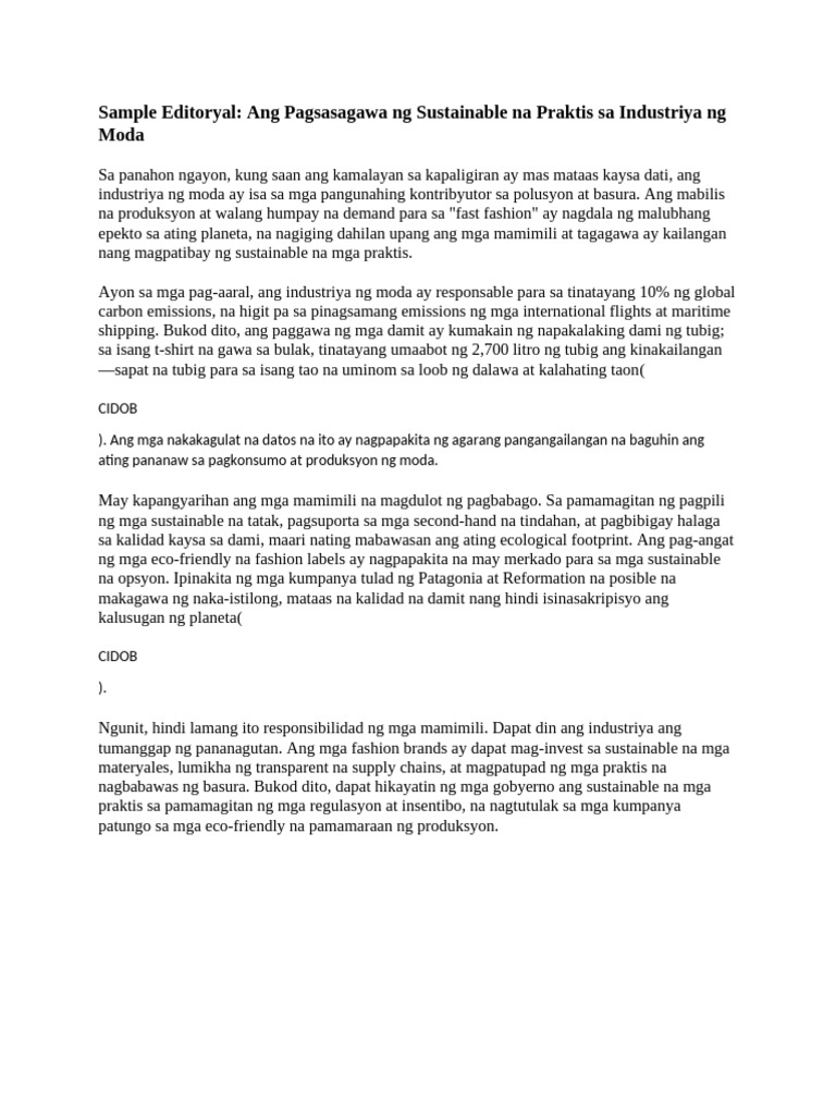 Editoryal Sample 1 | PDF