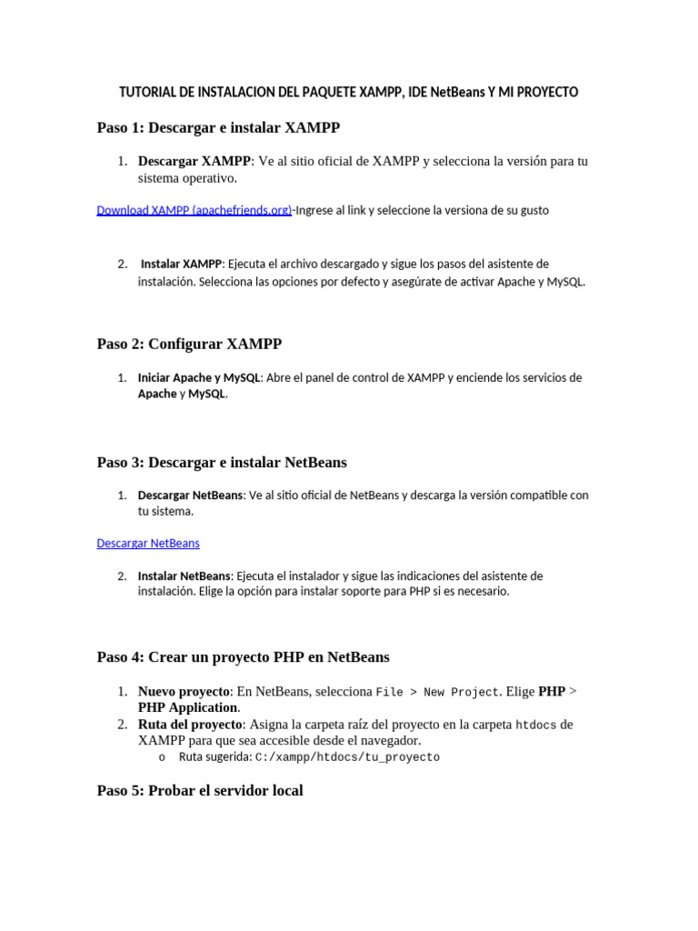Tutorial de Instalacion Del Paquete Xampp | PDF | Informática