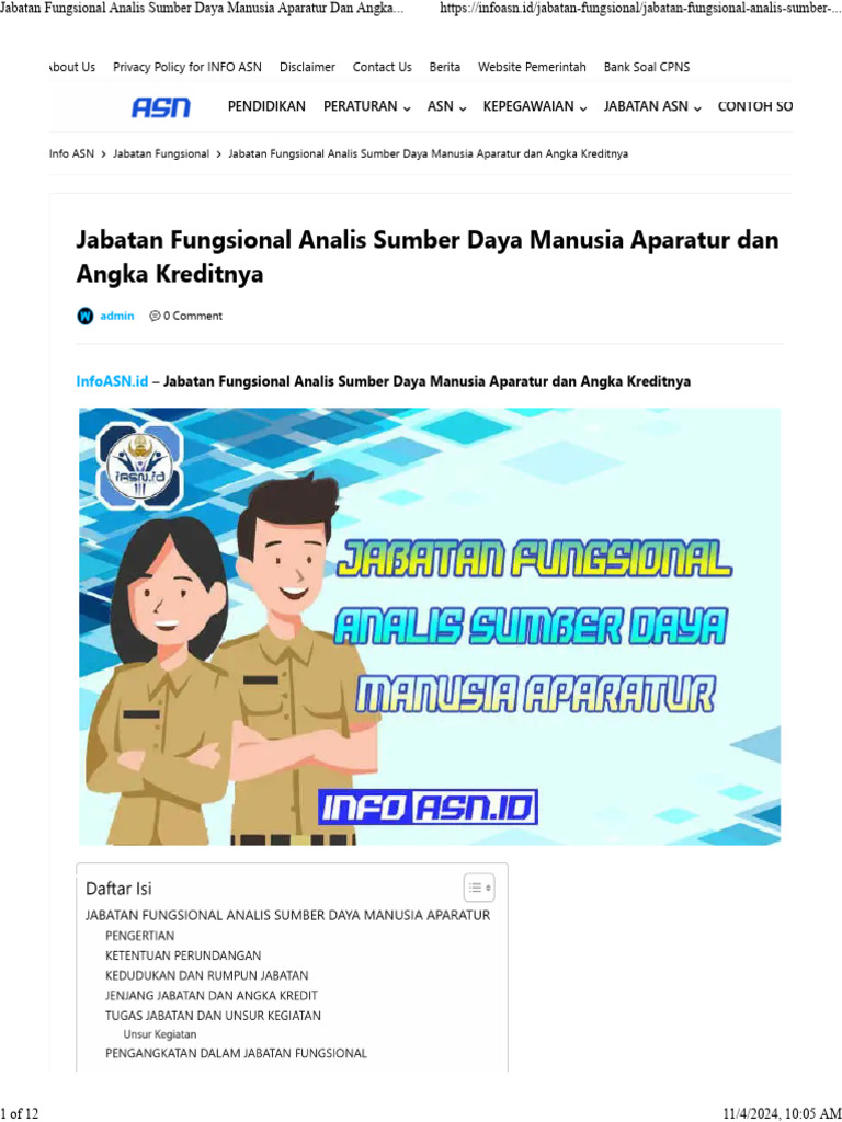 Jabatan Analis SDM Aparatur dan Tunjangannya | PDF | Karier ...
