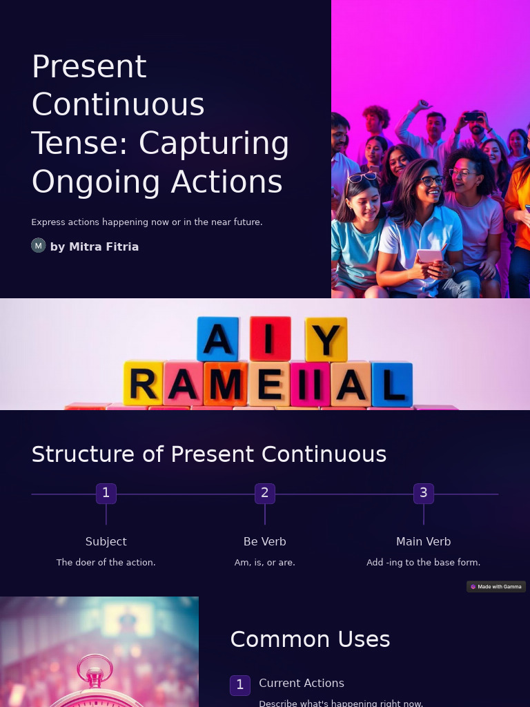 Present Continuous Tense Capturing Ongoing Actions | PDF