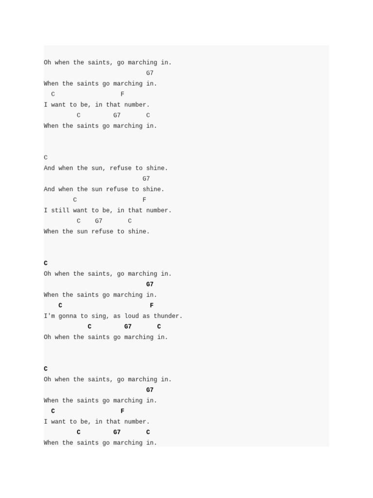 Oh When The Saints Chords | PDF