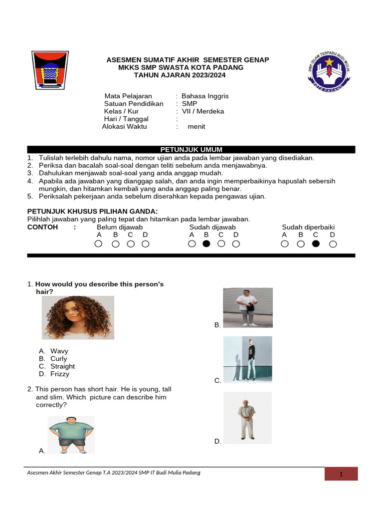 Soal Bahasa Inggris KLS 7 Semester Genap Sari | PDF | Pet | Bedroom