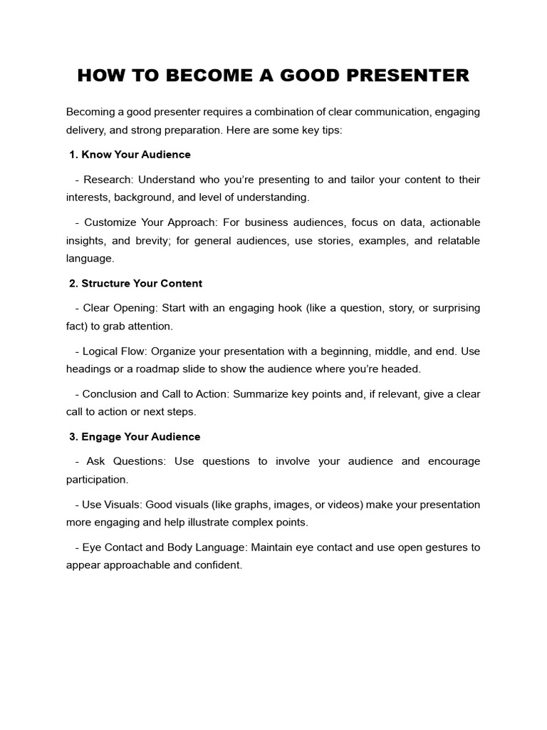 How To Become A Good Presenter | PDF | Body Language | Cognitive Science