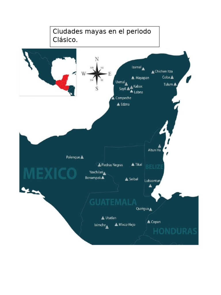 Mapa de Ciudades Mayas Clásicas | PDF | Civilización maya | Pueblos mayas