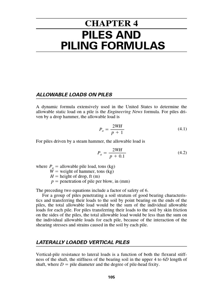 Piles and Piling Formulas | PDF | Deep Foundation | Soil Mechanics