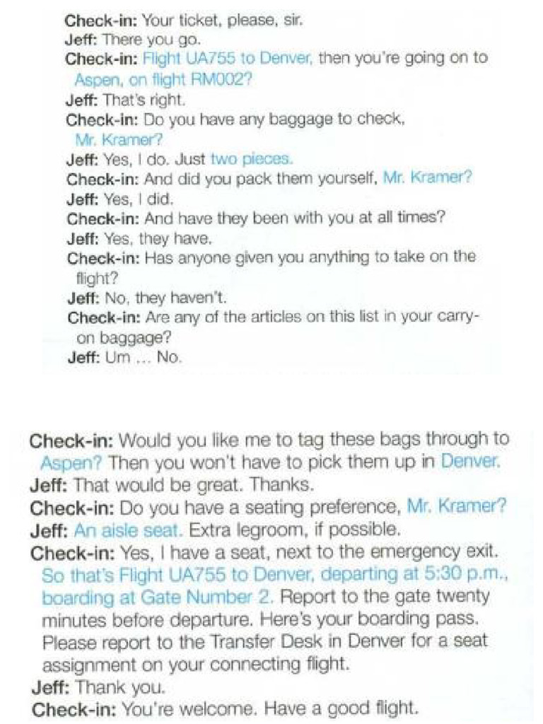 Check in Airport Conversation | PDF