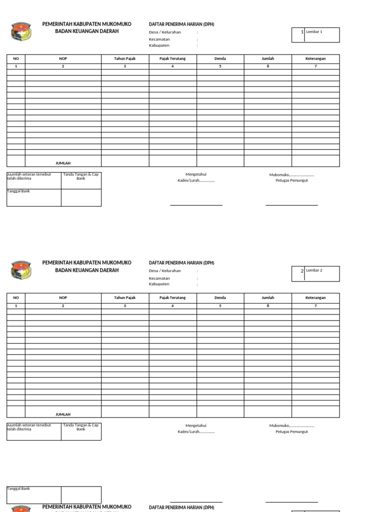 Daftar Penerima Harian (DPH) | PDF