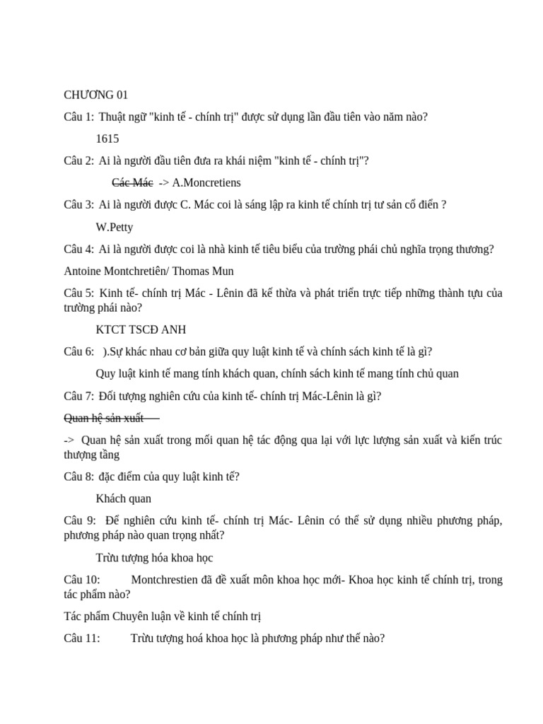 BÀI SOẠN ÔN TẬP MÔN KTCT | PDF