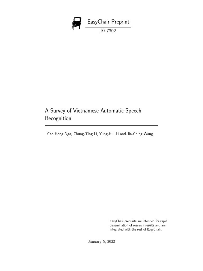 A Survey of Vietnamese Automatic Speech Recognition (2021-Prepring ...