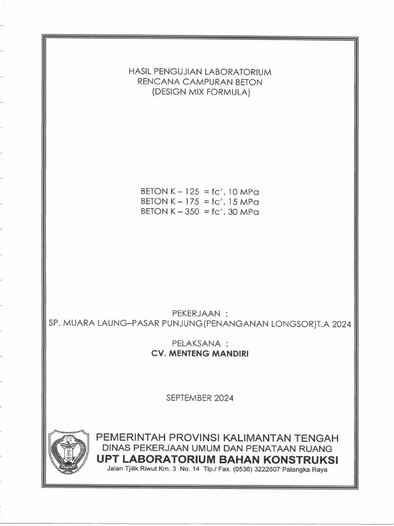 DMF BETON FC' 10 MPa, FC' 15 MPa & FC' 30 MPa | PDF