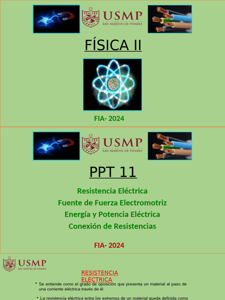PPT 11 - Resistencia Eléctica - Potencia y Energía Eléctrica - Conexion ...