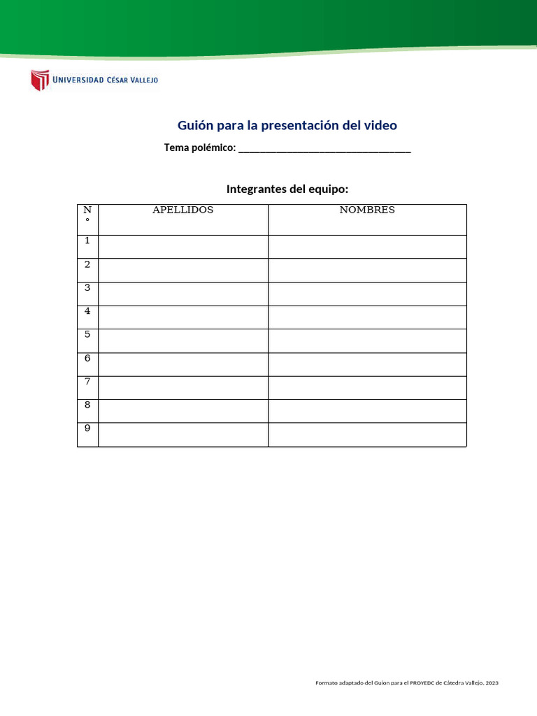 FORMATO DE GUION DE VIDEO (1) | PDF
