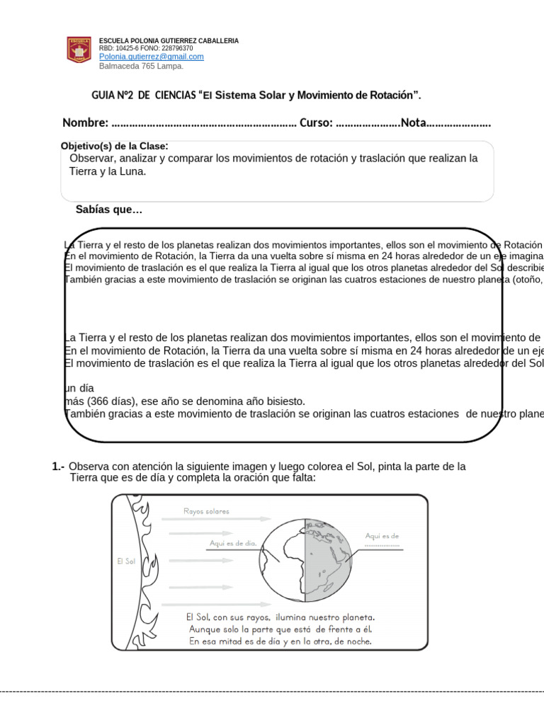 Movimientos de Rotación y Traslación | PDF | Planetas | Luna