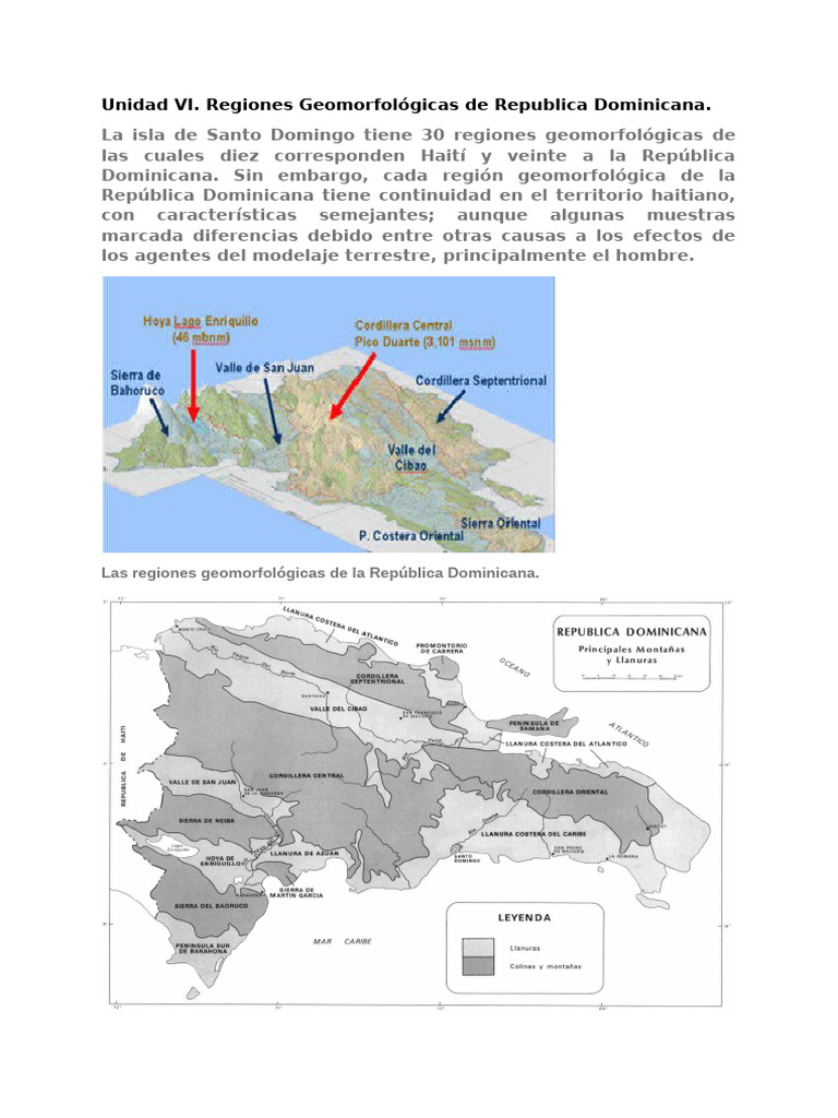 Unidad VI. Regiones Geomorfologicas de Republica Dominicana. | PDF ...