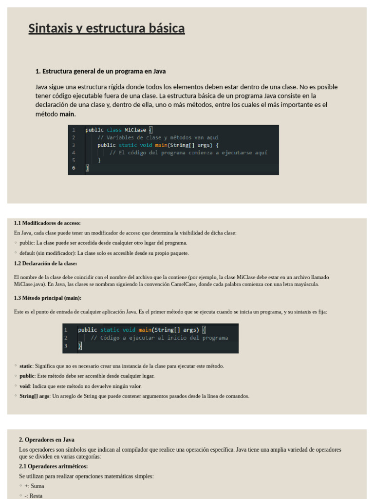 Sintaxis y Estructura Básica | PDF | Java (lenguaje de programación ...