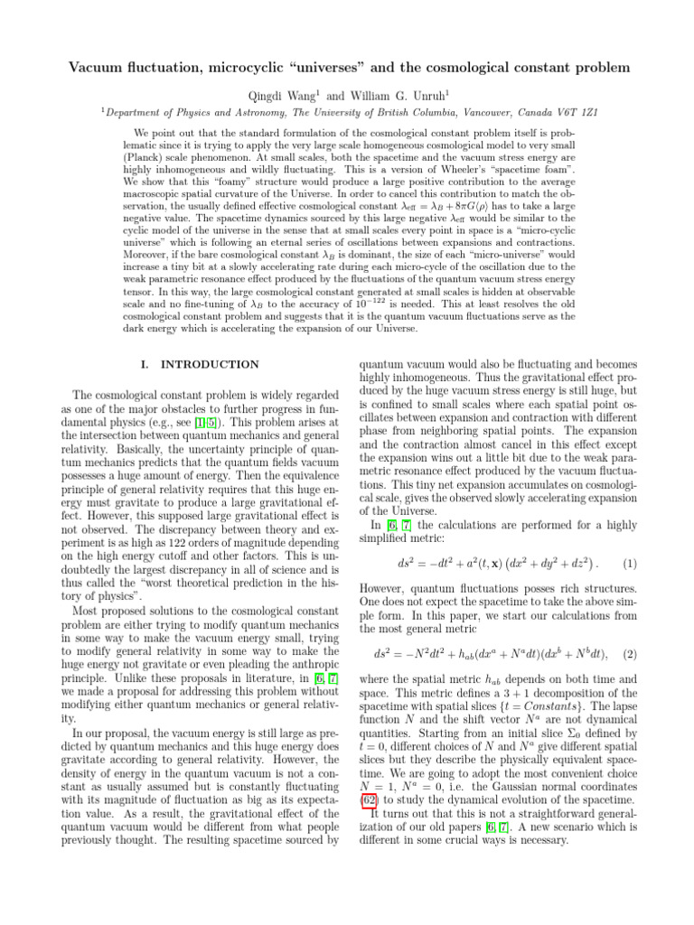 Vacuum Fluctuation, Microcyclic "Universes" and The Cosmological ...