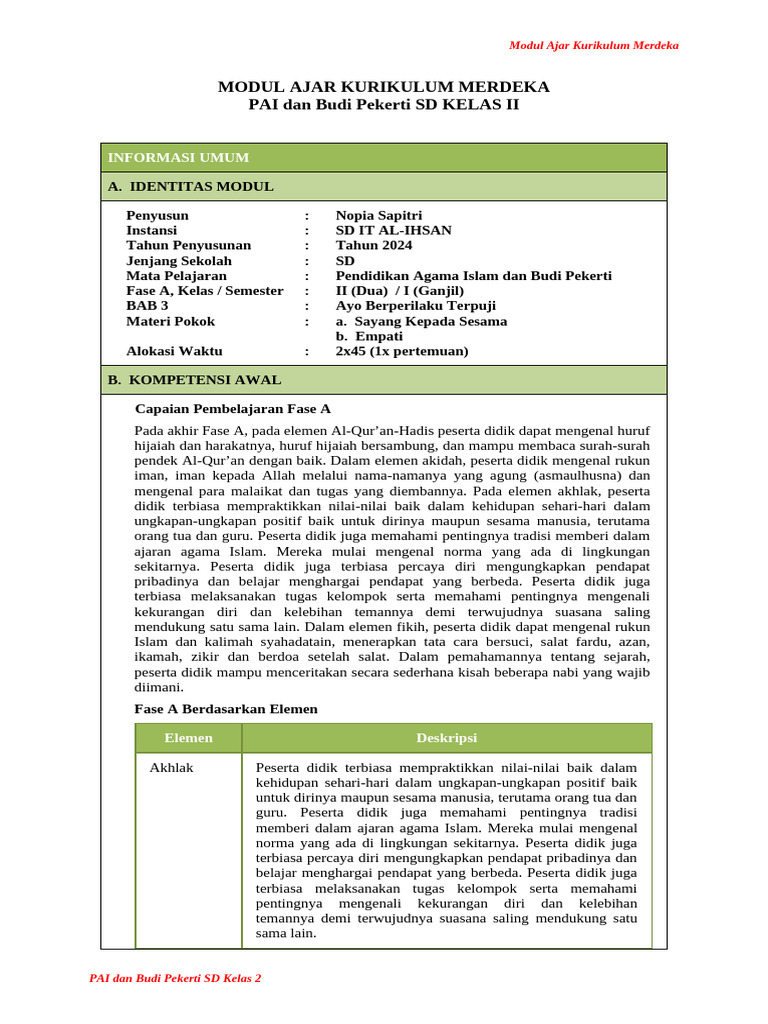 Modul Ajar Yang Ada Pse Dan Teknik Stop | PDF | Karier & Perkembangan