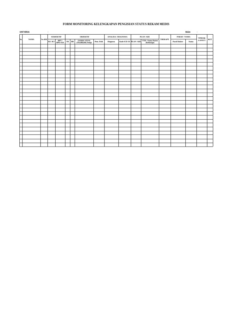 Form Monitoring Rekam Medis Lengkap | PDF