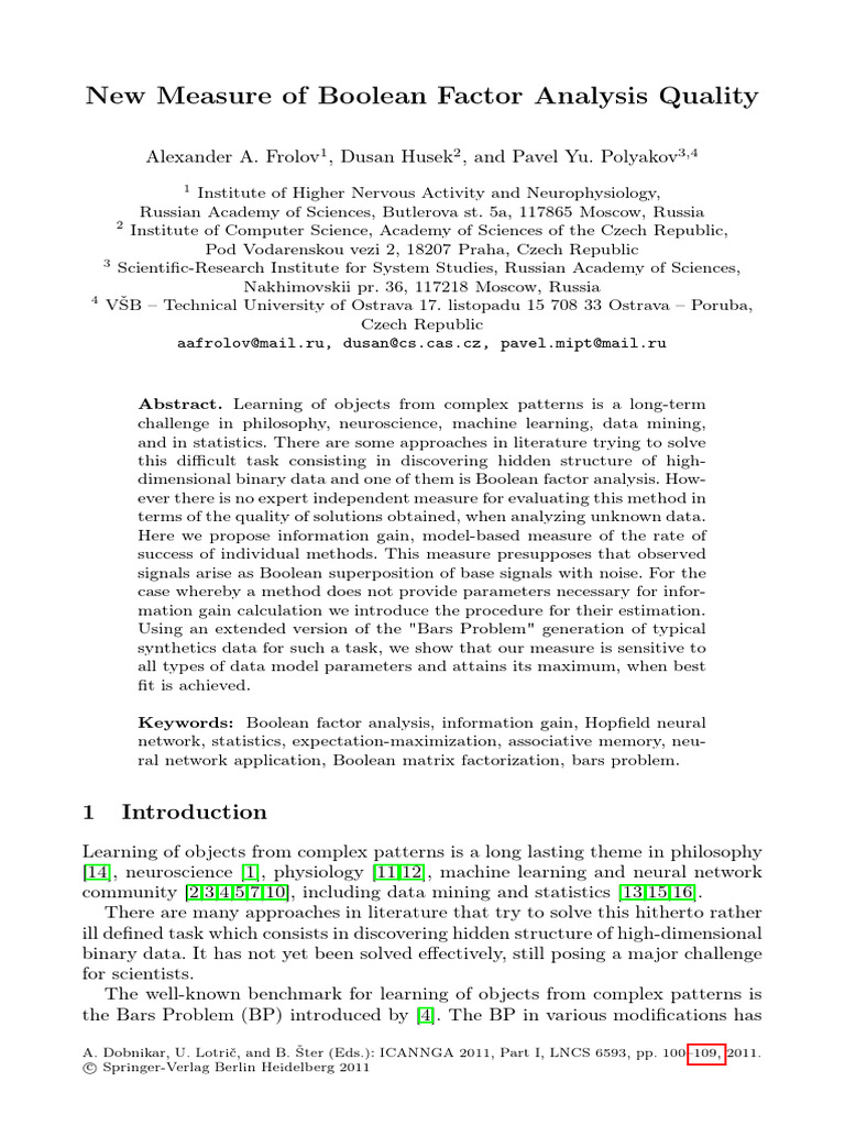 New Measure of Boolean Factor Analysis Quality | PDF | Factor Analysis | Data