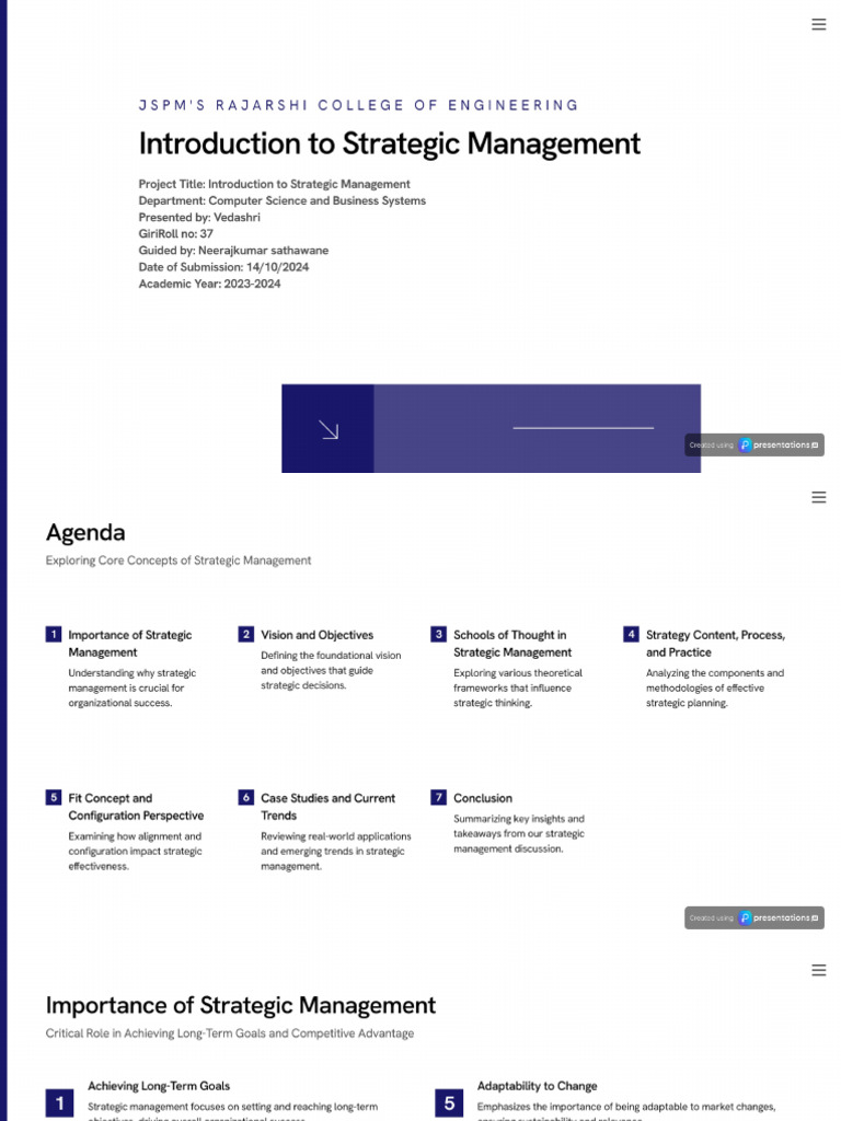 Introduction to Strategic Management Presentation | PDF