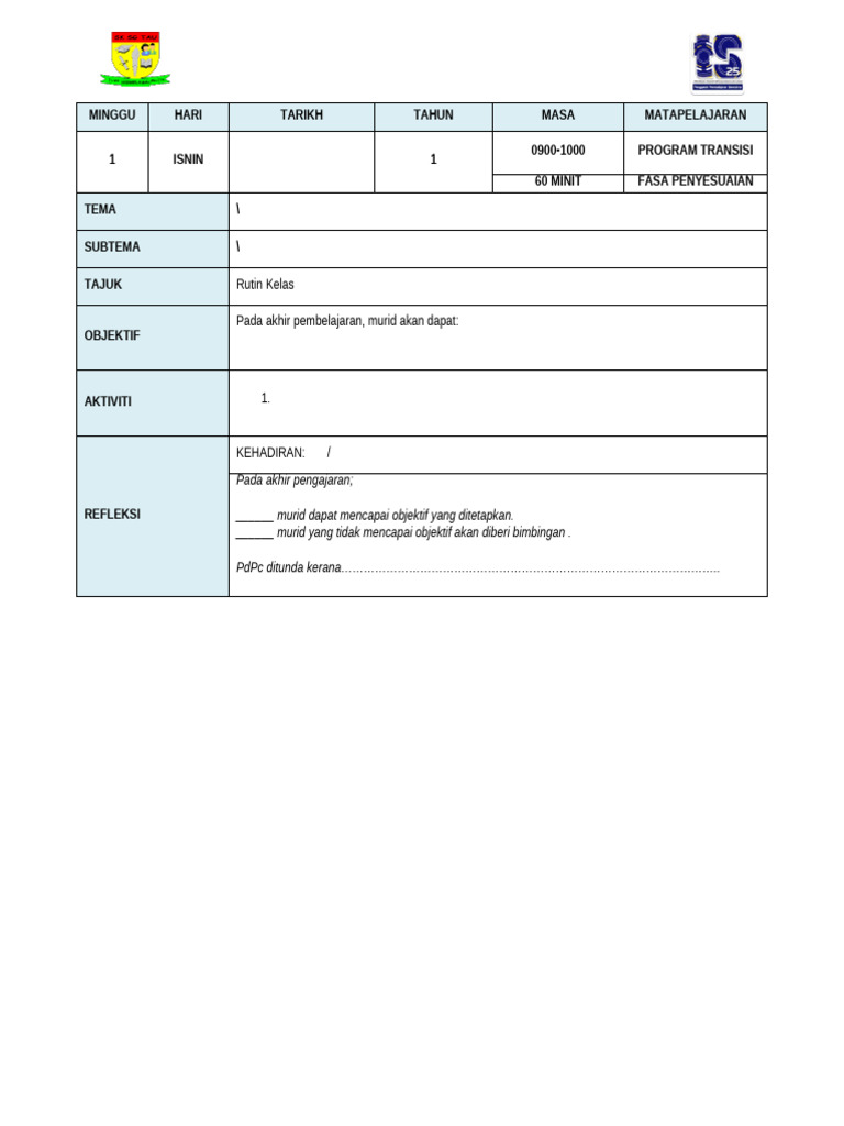 Template RPH PTTS | PDF | Karier & Perkembangan