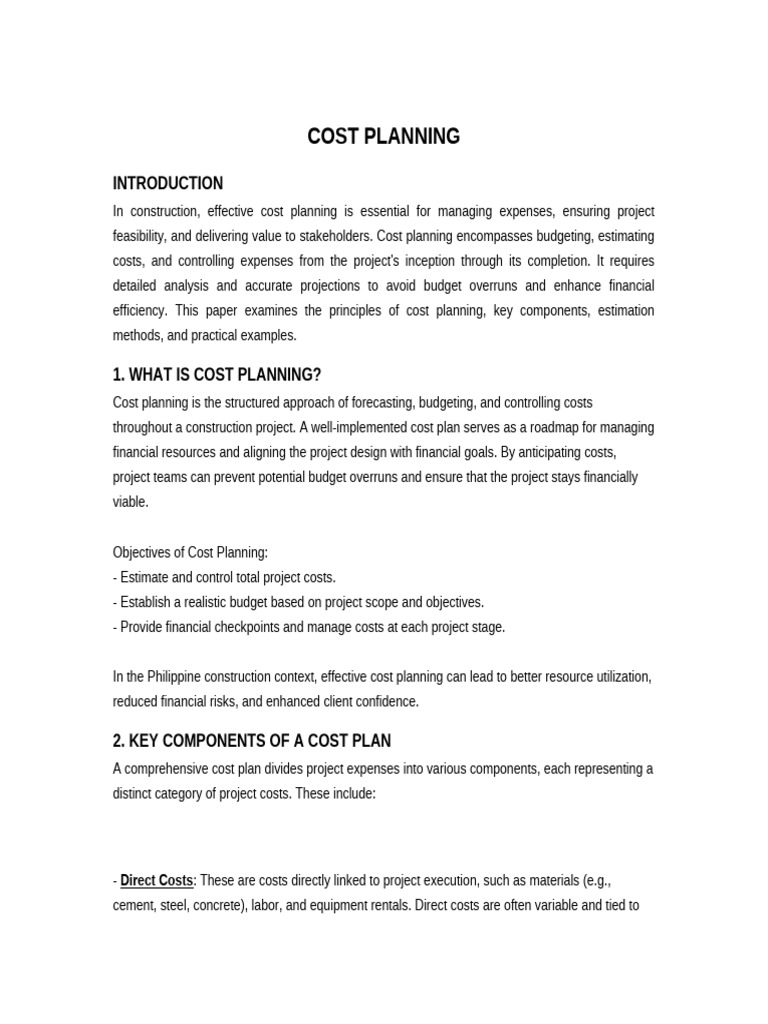 Effective Cost Planning in Construction | PDF | Budget | Financial Risk