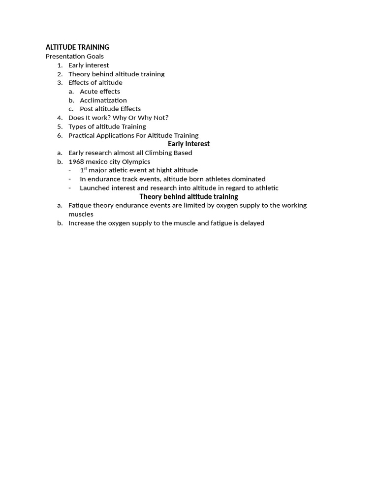Altitude Training | PDF | Science & Mathematics
