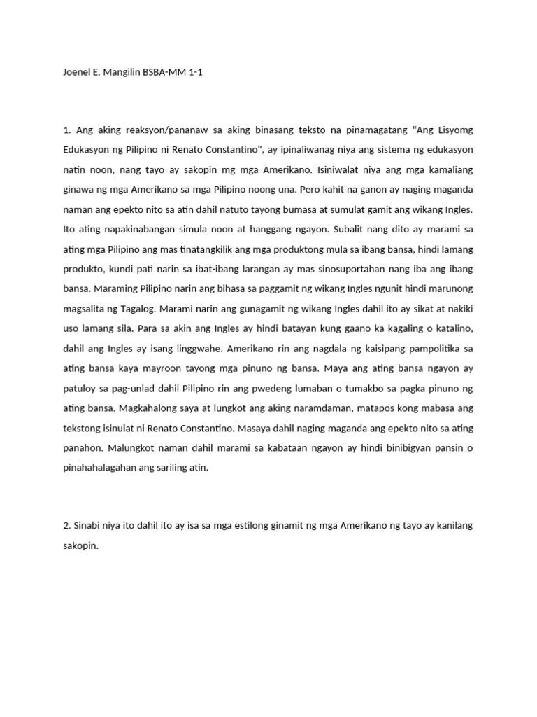 Filipinohiya Gawain 5 | PDF