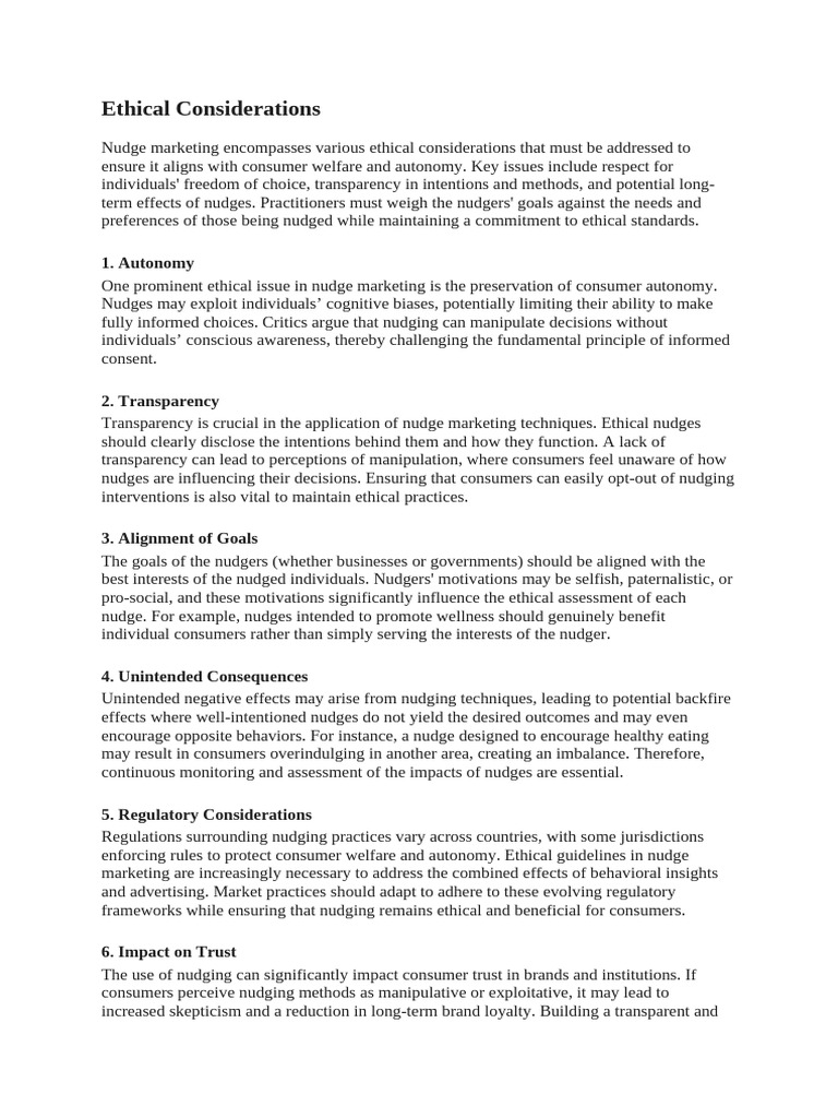 Ethical Issues in Nudge Marketing | PDF | Behavioural Sciences | Cognition