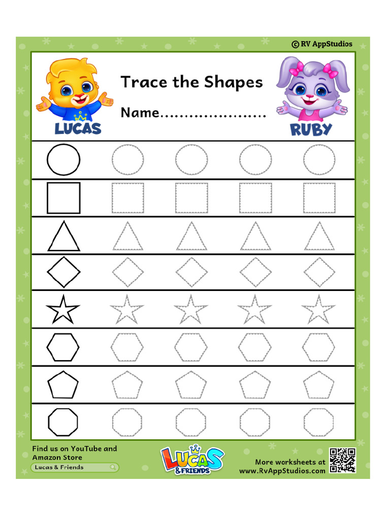 153 Free Printable Worksheets For Kids Dotted Shapes To Trace Worksheet ...