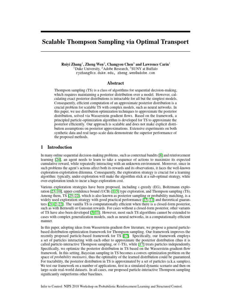 Scalable Thompson Sampling via Optimal Transport | PDF | Artificial ... Scalable Thompson Sampling via Optimal Transport | PDF | Artificial ...