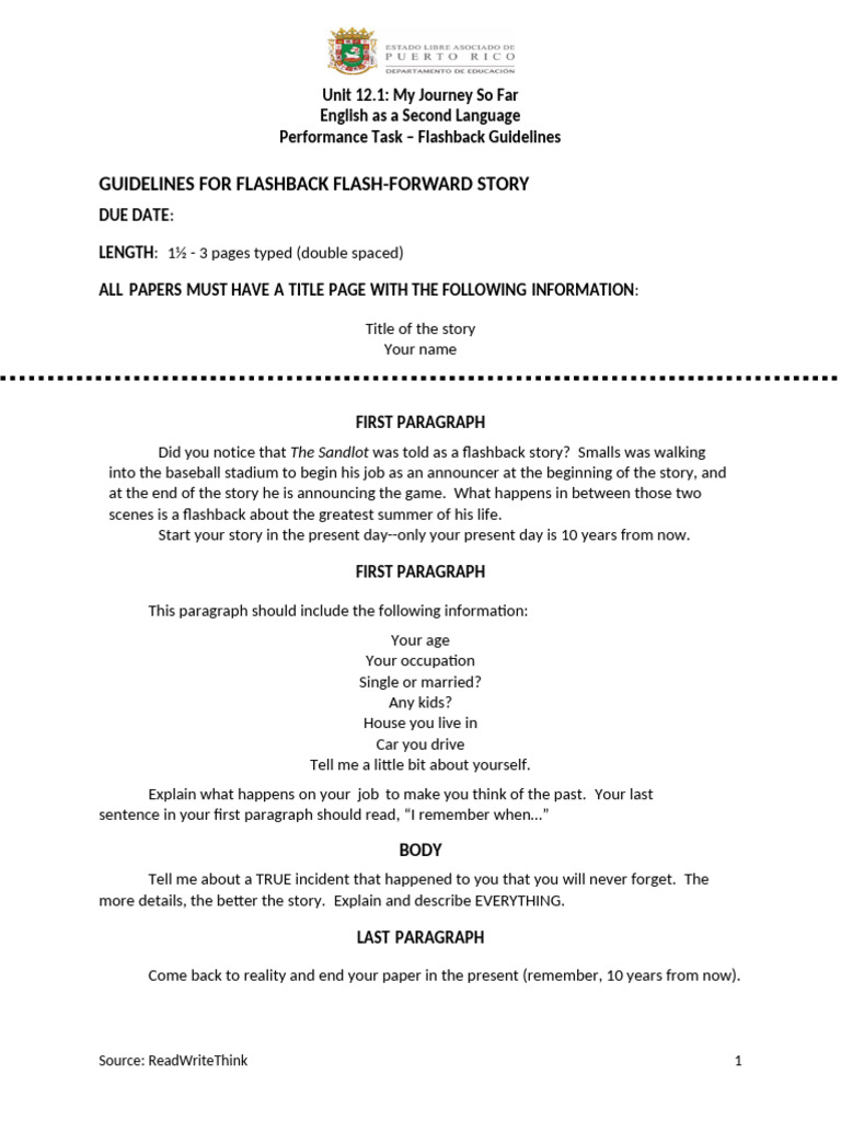 Flashback Storytelling Guidelines | PDF | Language Arts & Discipline