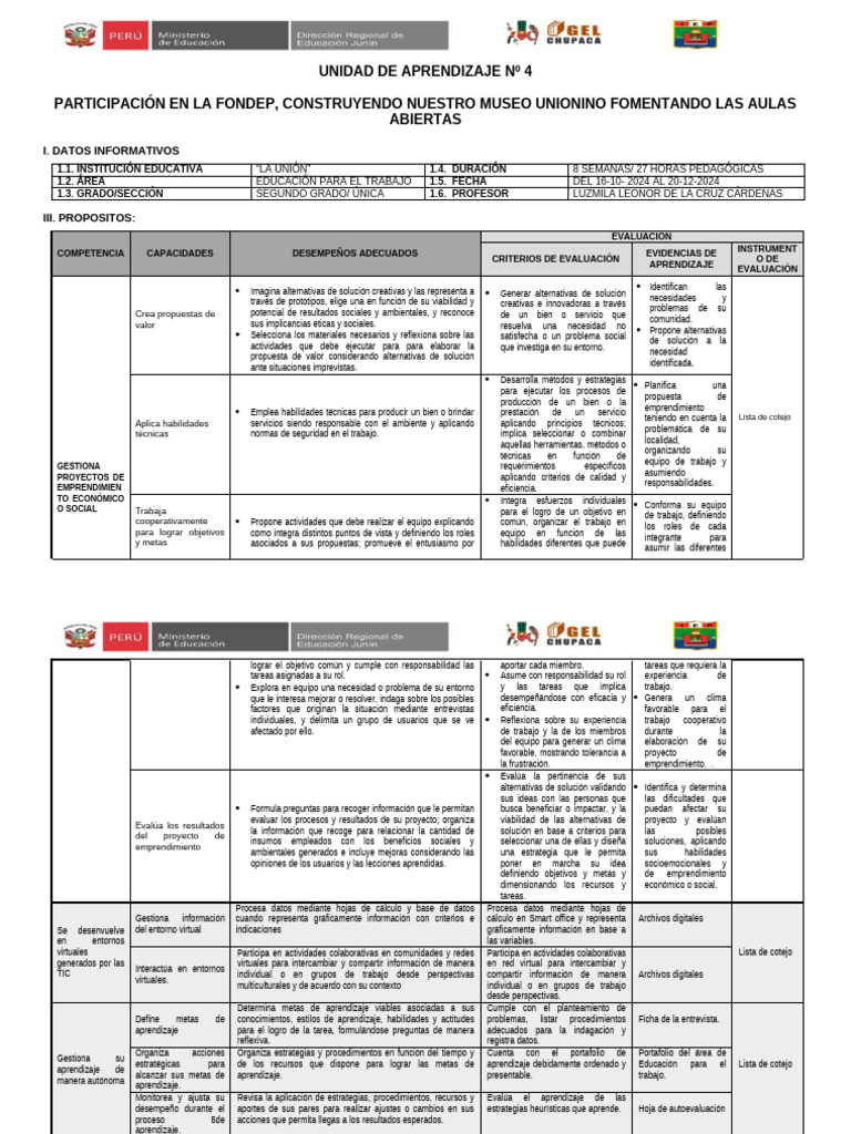 2do Grado III Unidad Ept | PDF | Evaluación | Iniciativa empresarial