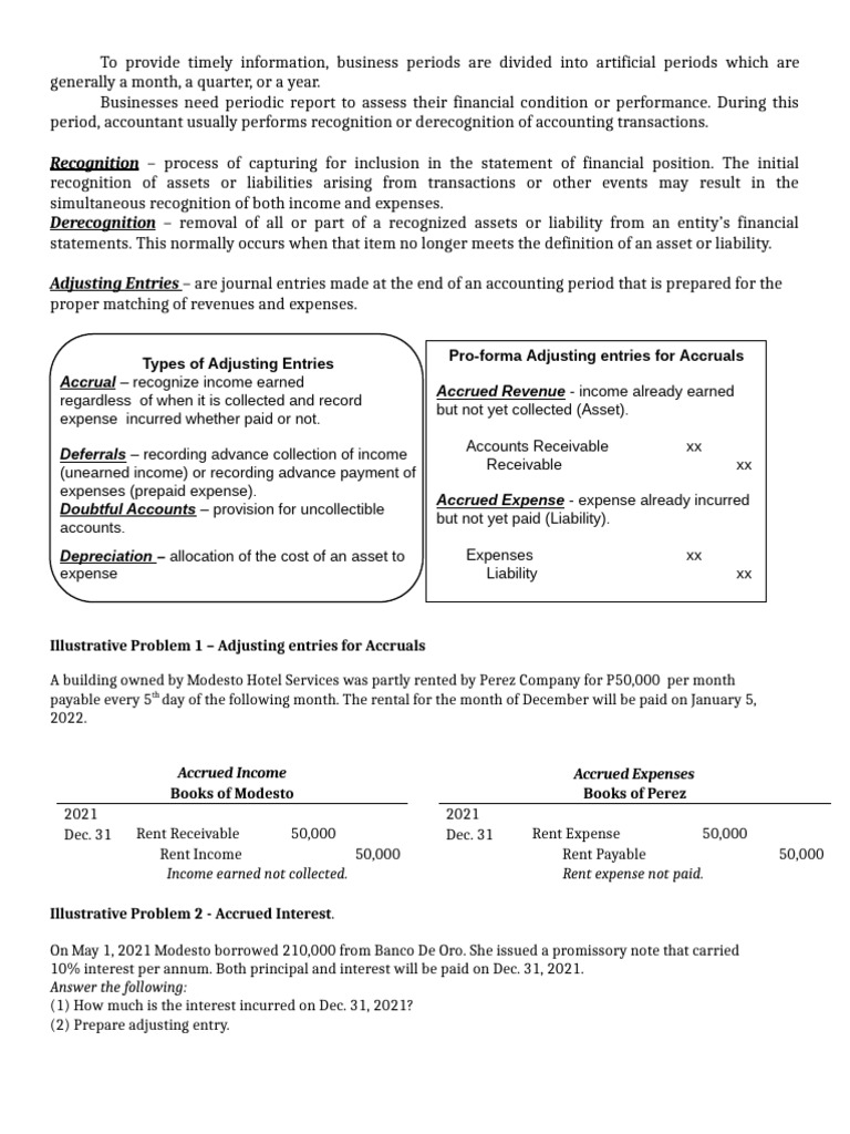 ACC 102 Adjusting Entries | PDF | Deferral | Expense