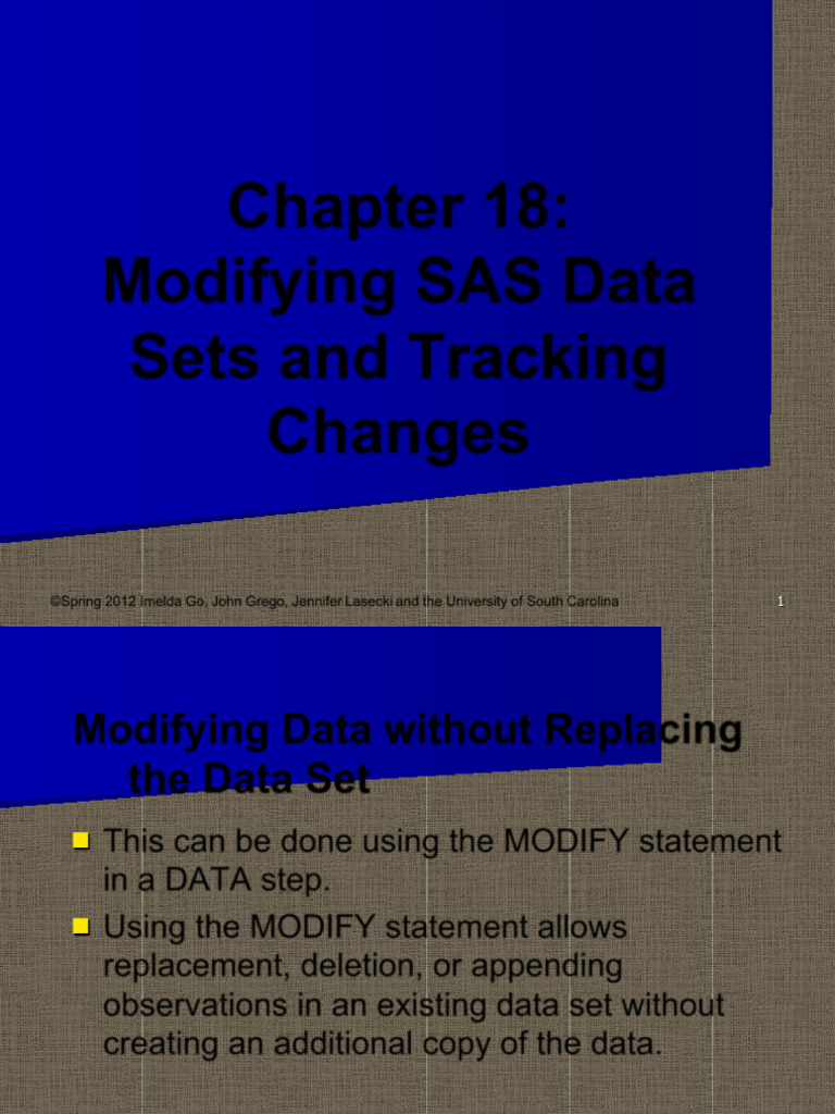 Generation Data Sets Modify Chapter - 18 | PDF | Sas (Software) | Database Transaction