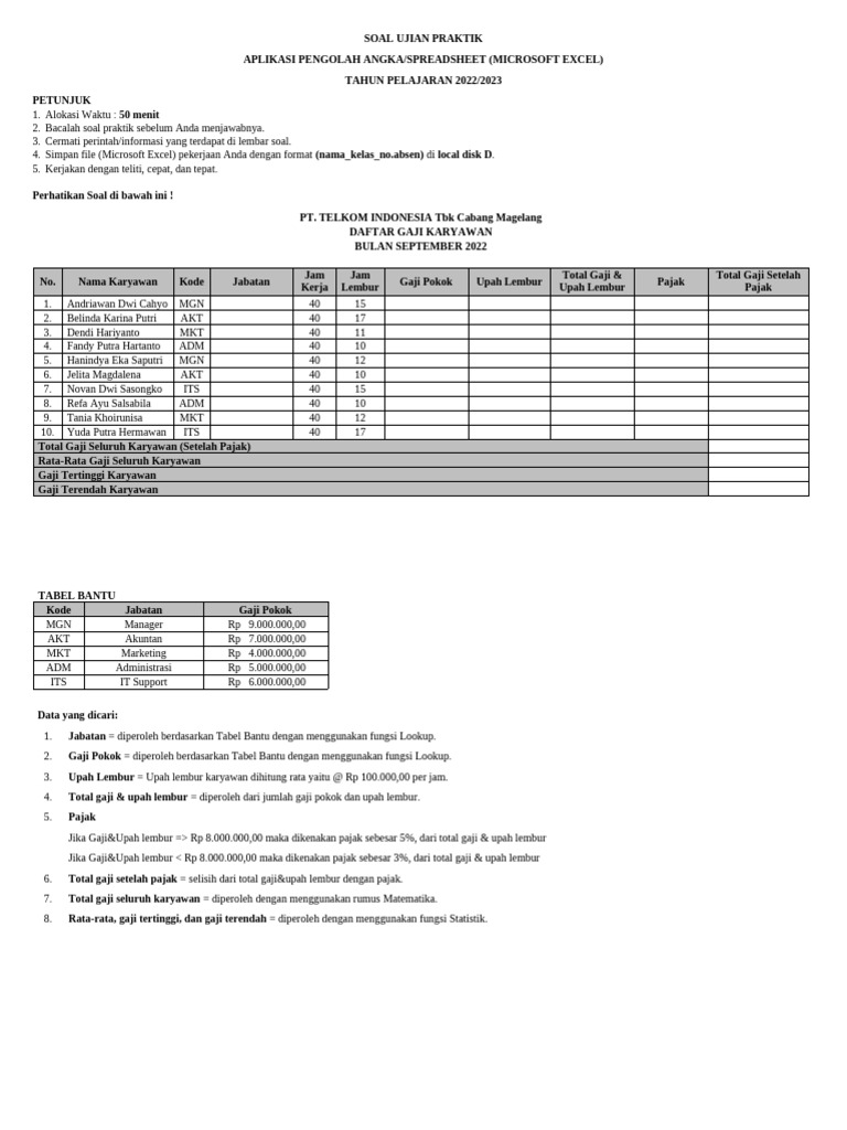 Soal Ujian Praktik Kelas Xii Akl | PDF